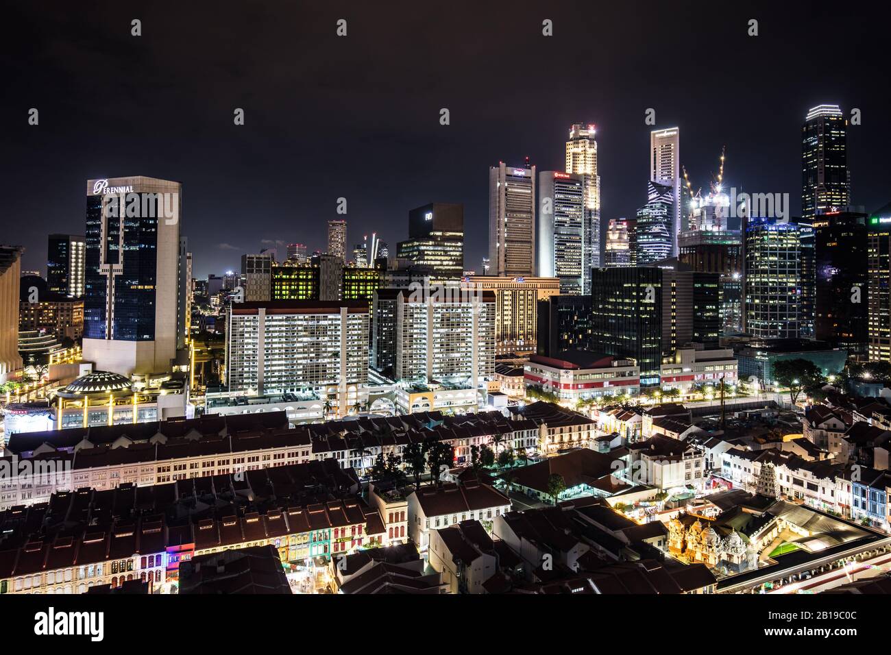 Singapore Urban Skyline at Dusk Stock Photo - Alamy