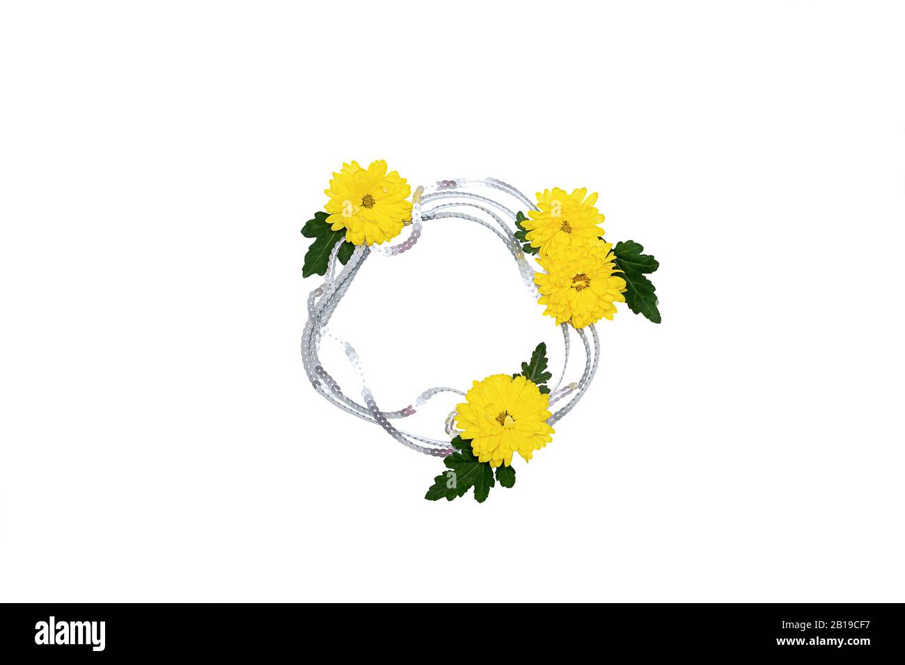 Yellow flowers and ribbon isolated on white background Stock Photo - Alamy