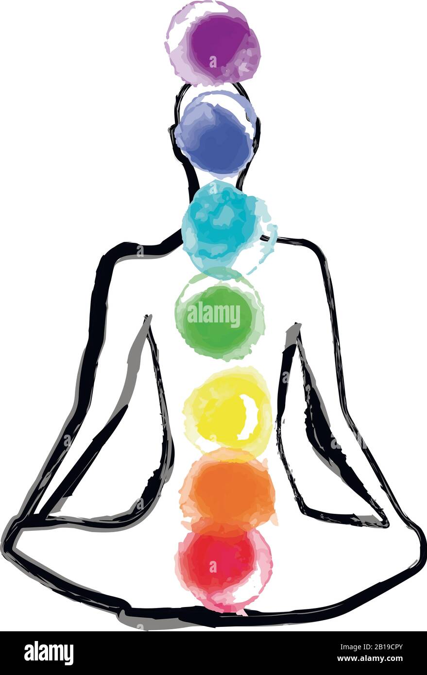 Meditation silhouette chakras Cut Out Stock Images & Pictures - Alamy