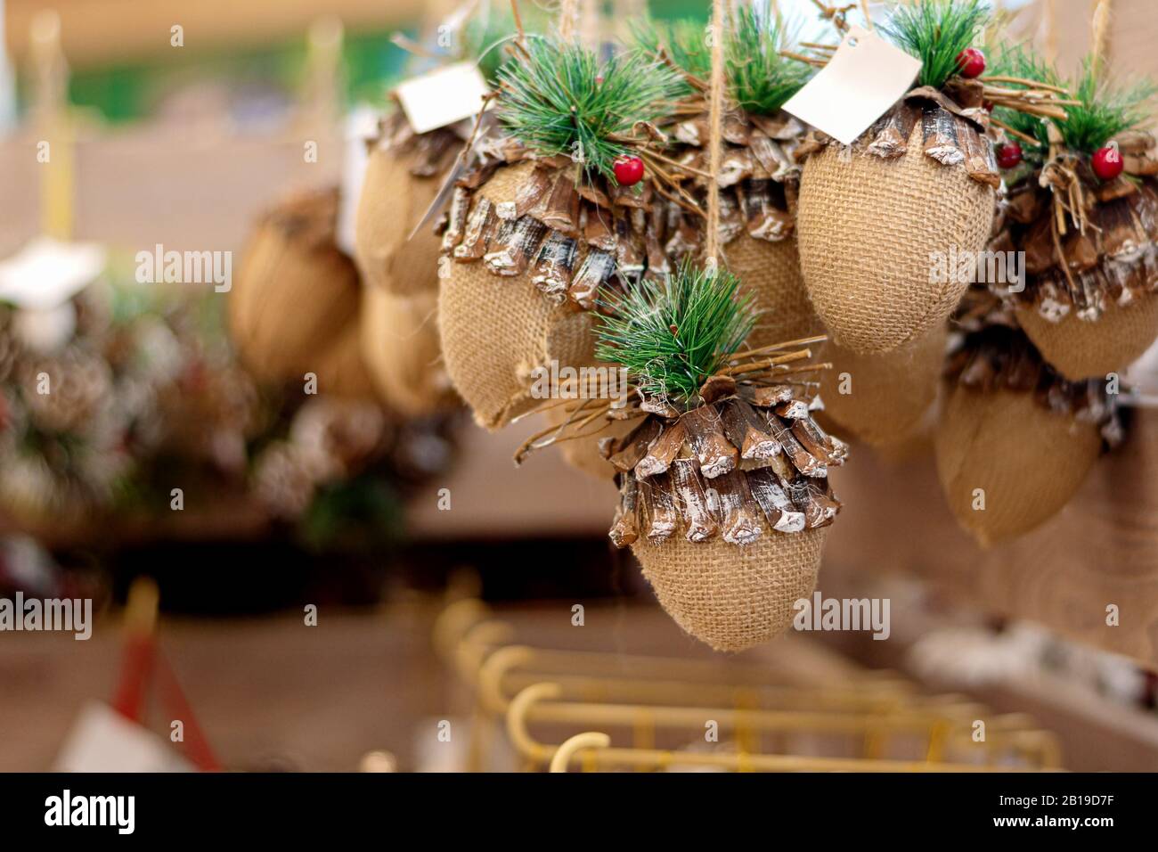 Christmas decorations displayed for selling at the store Stock Photo ...