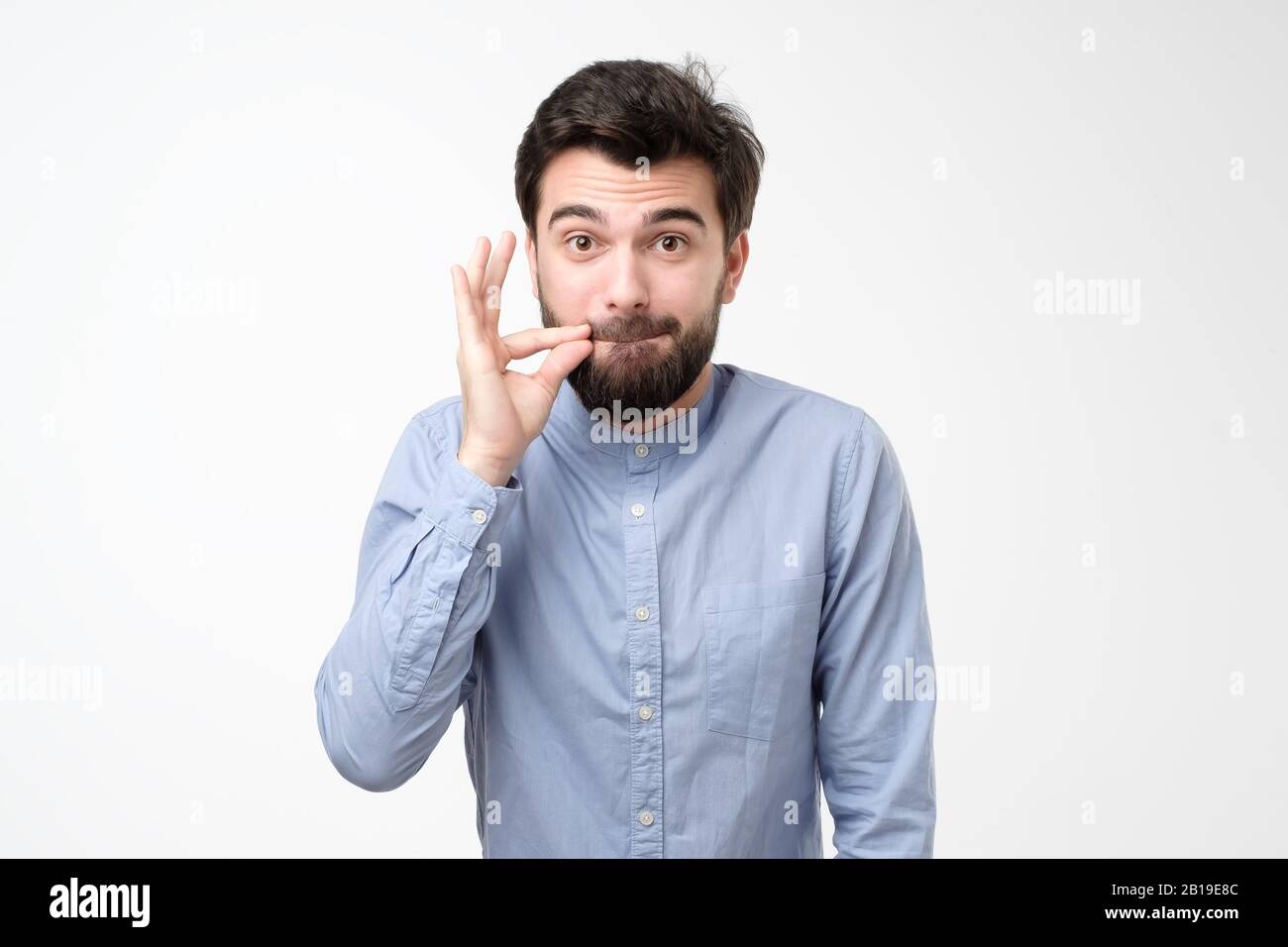 My mouth is fortress, count on me. Bad teeth concept. Funny caucasian ...