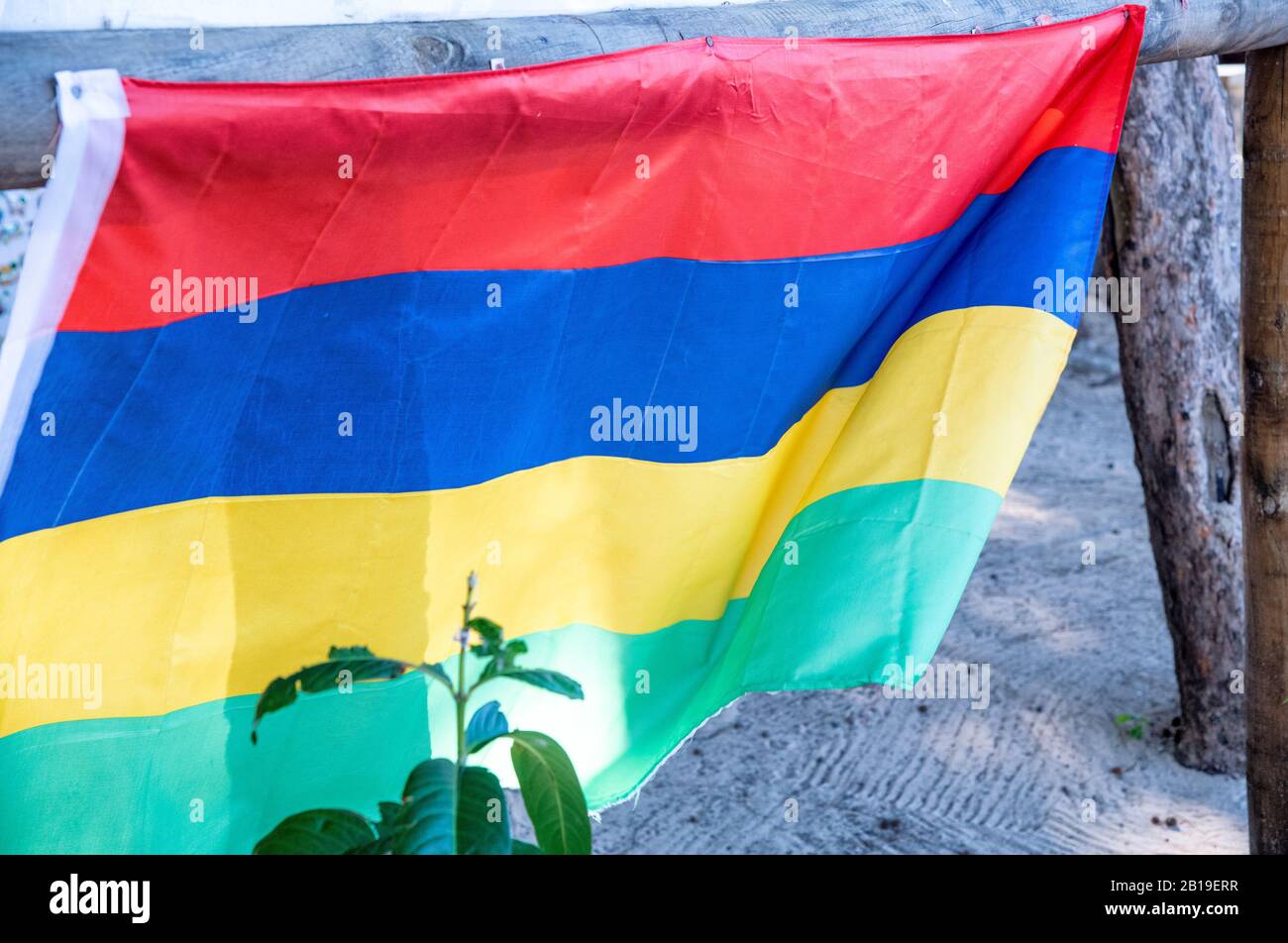 Flag of Mauritius along the beach Stock Photo - Alamy