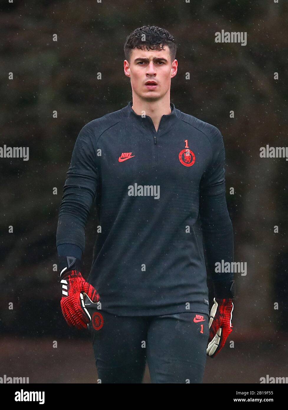 Chelsea goalkeeper Kepa Arrizabalaga during a training session at ...