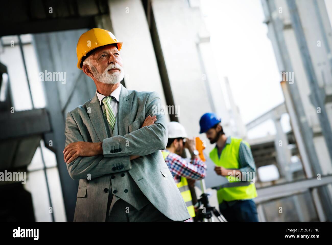 Picture of construction engineer working on building site Stock Photo ...