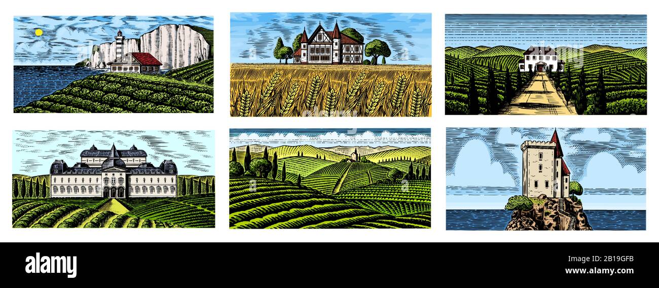 French village view Stock Vector Images - Alamy