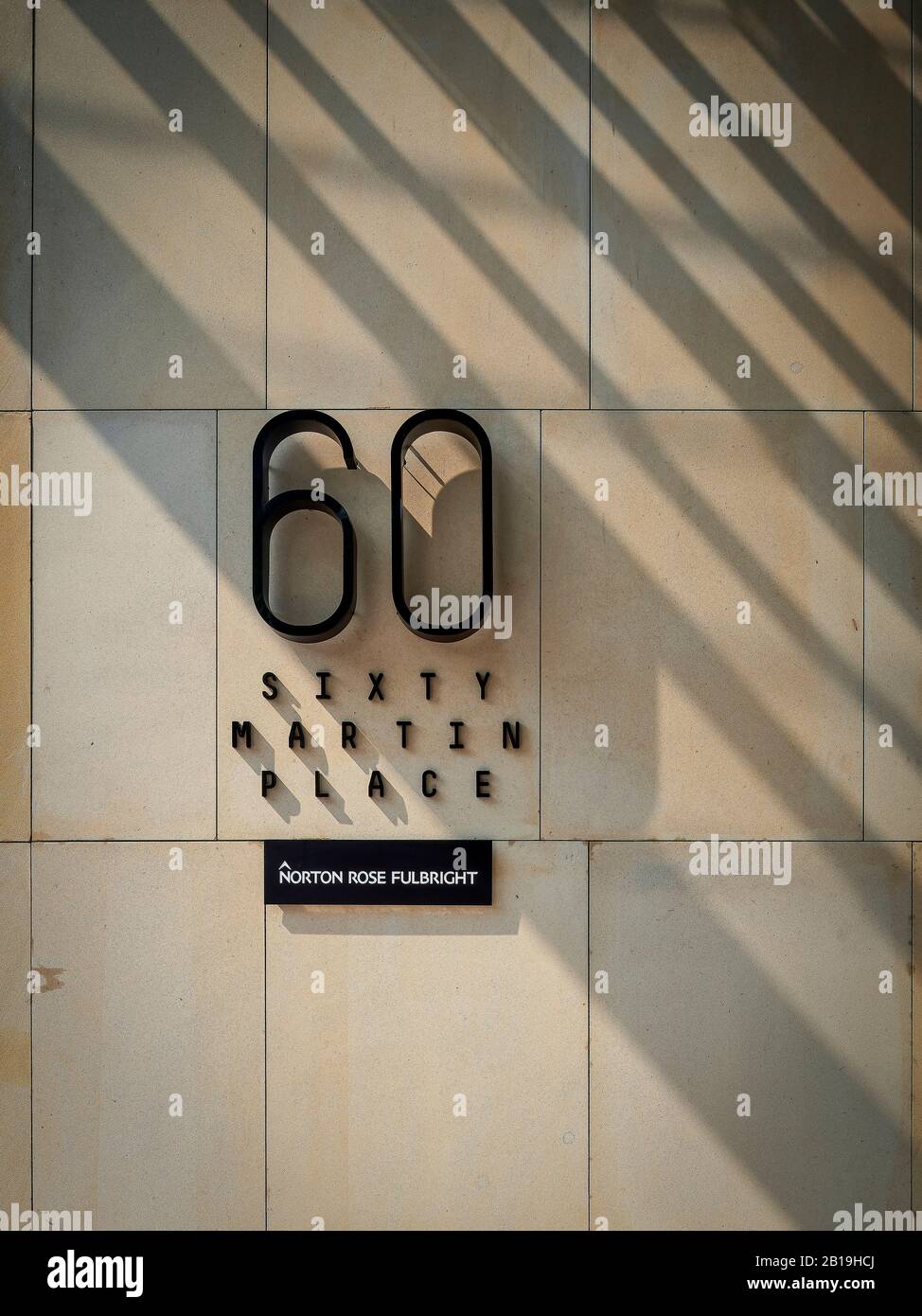 Building identification signage. Sixty Martin Place, Sydney, Australia ...