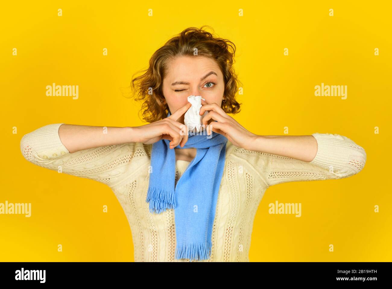 Unwell female. ill with laryngitis. Acute respiratory viral. sick woman ...