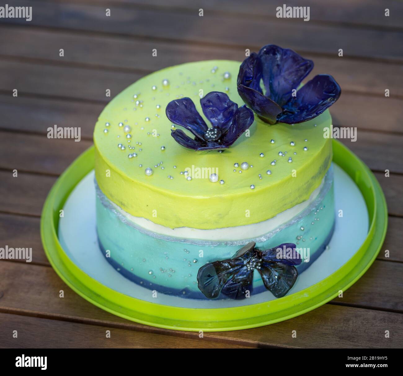 Lime Green And Blue Cakes Baby Blue Buttercream Simple Cake – Cake