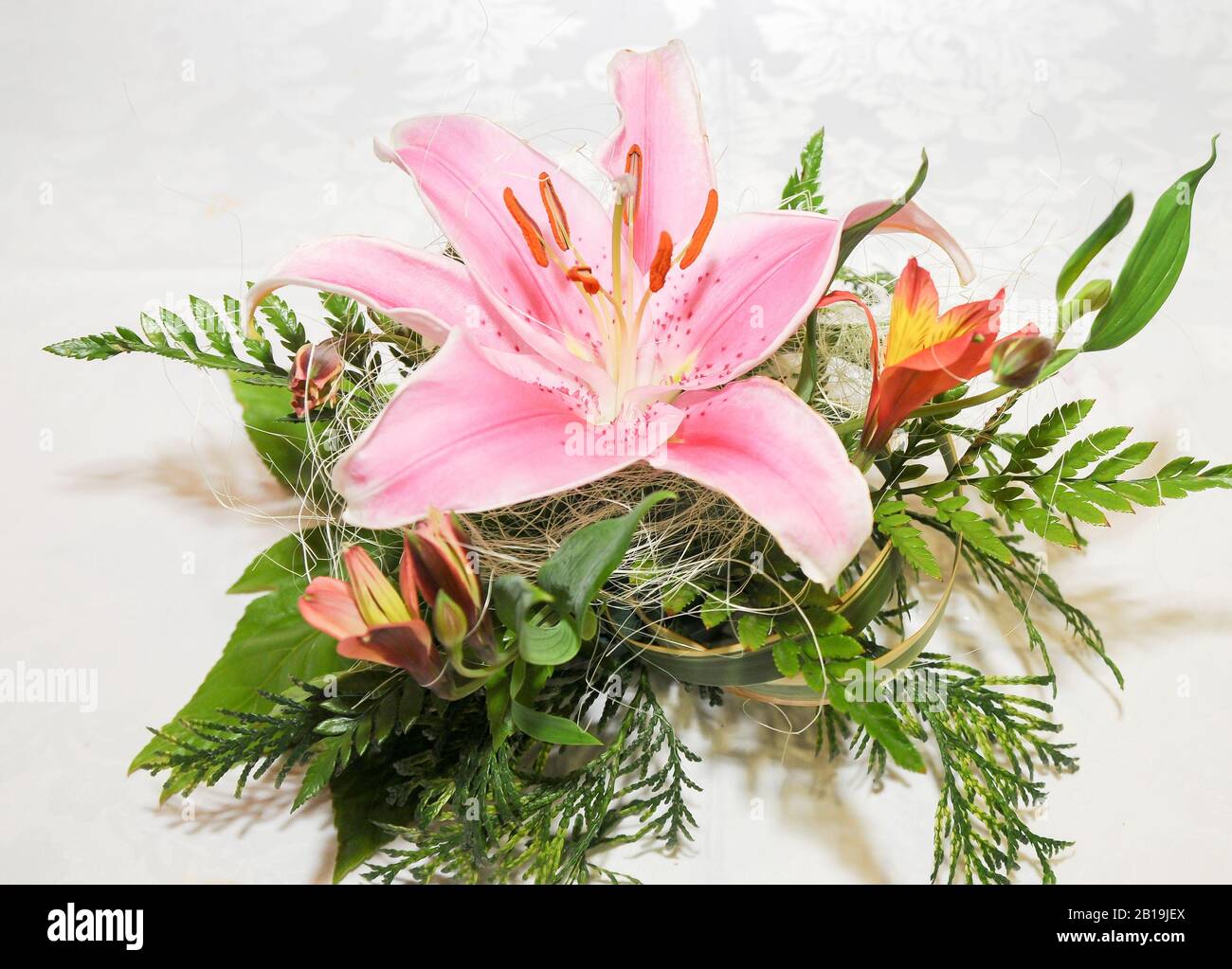 Decoration with pretty pink lily. oriental. Lily stargazer. Lilium ...