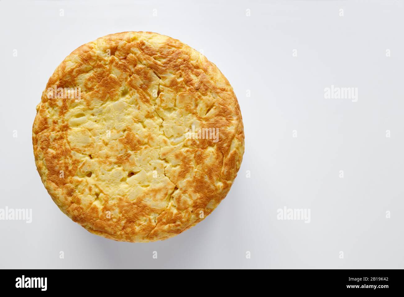 Delicious spanish omelette on a white background with copy space Stock ...