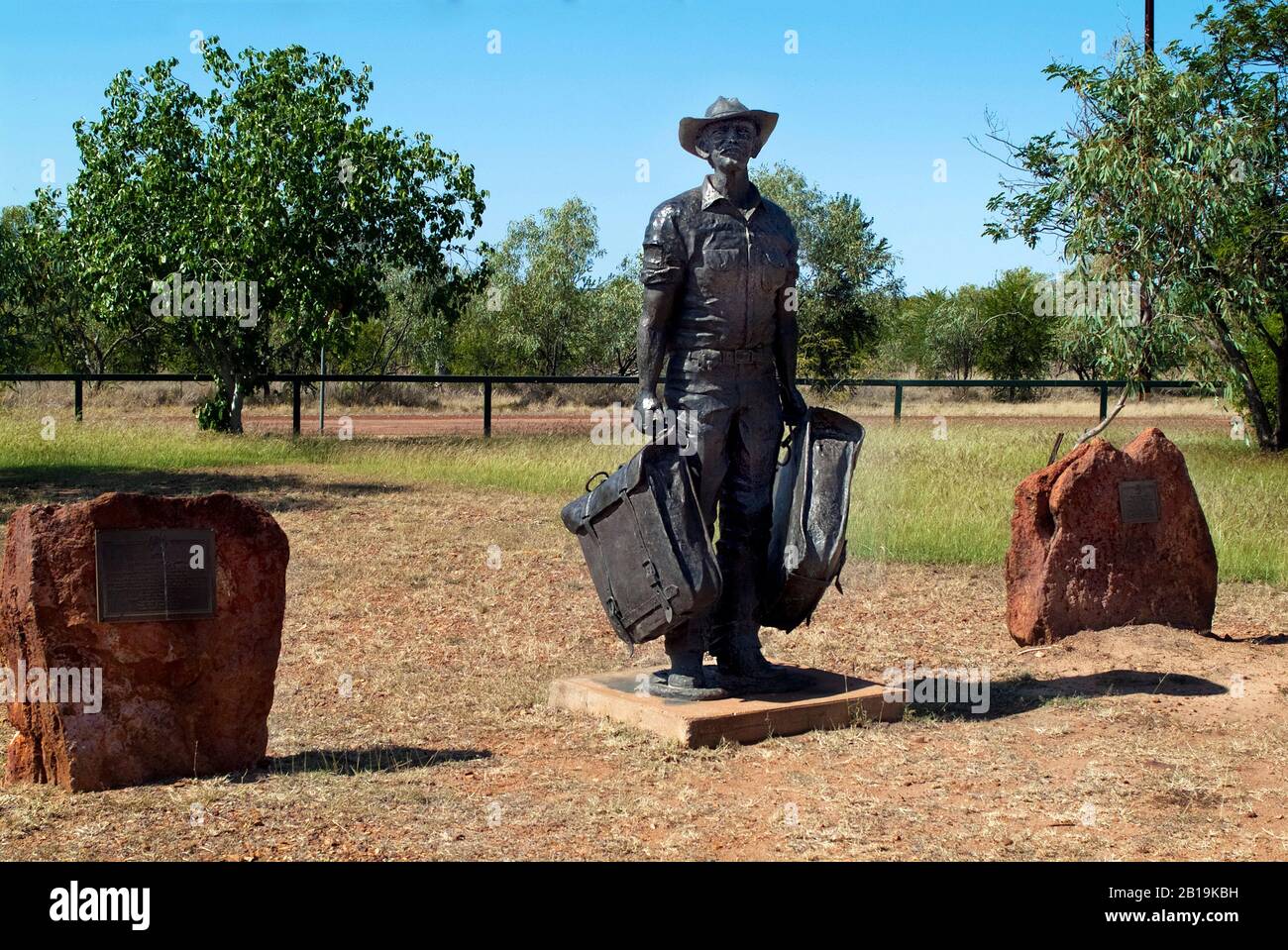 Newcastle Waters, NT, Australia - April 21, 2010: Bronze statue of a ...