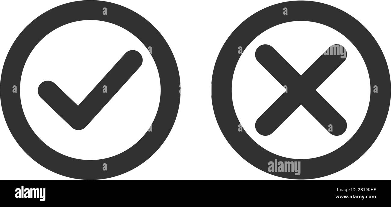 Tick and cross icons. Black OK and X icons, Circle shape symbols YES ... Tick and cross icons. Black OK and X icons, Circle shape symbols YES ...