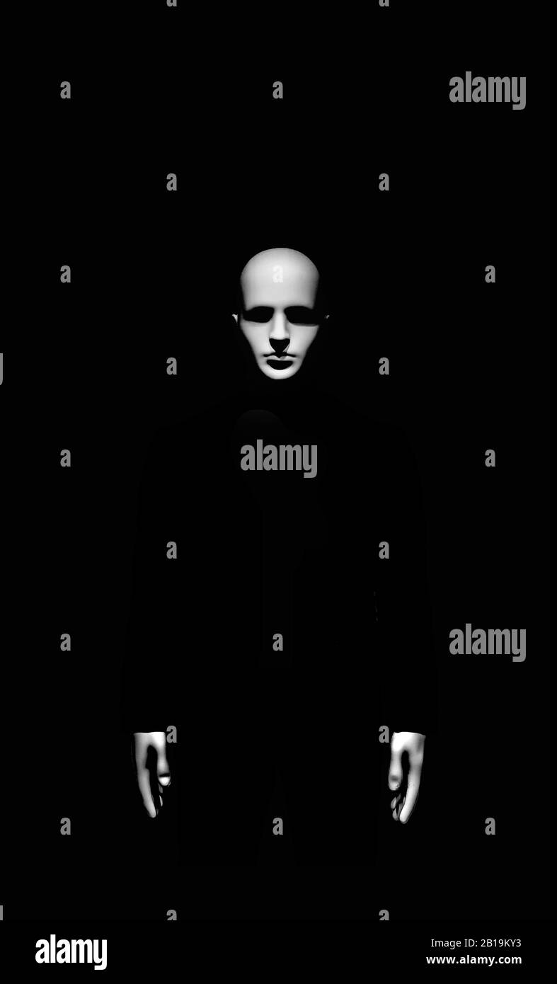 Minimal black style high constrat scary man portrait artwork in black ...