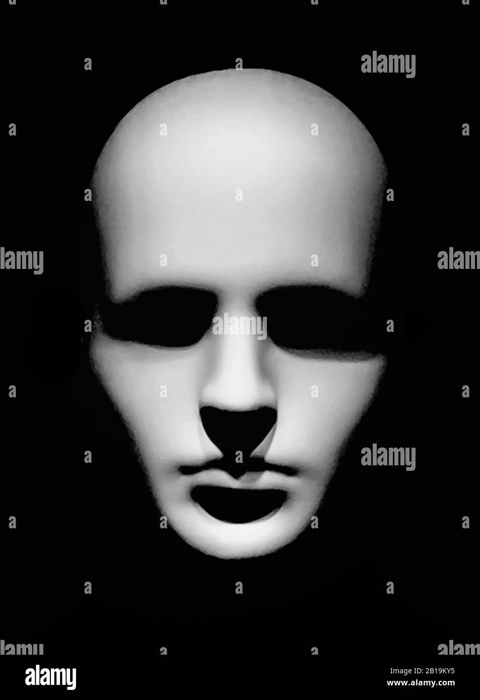 Minimal black style high constrat scary man head portrait artwork in ...