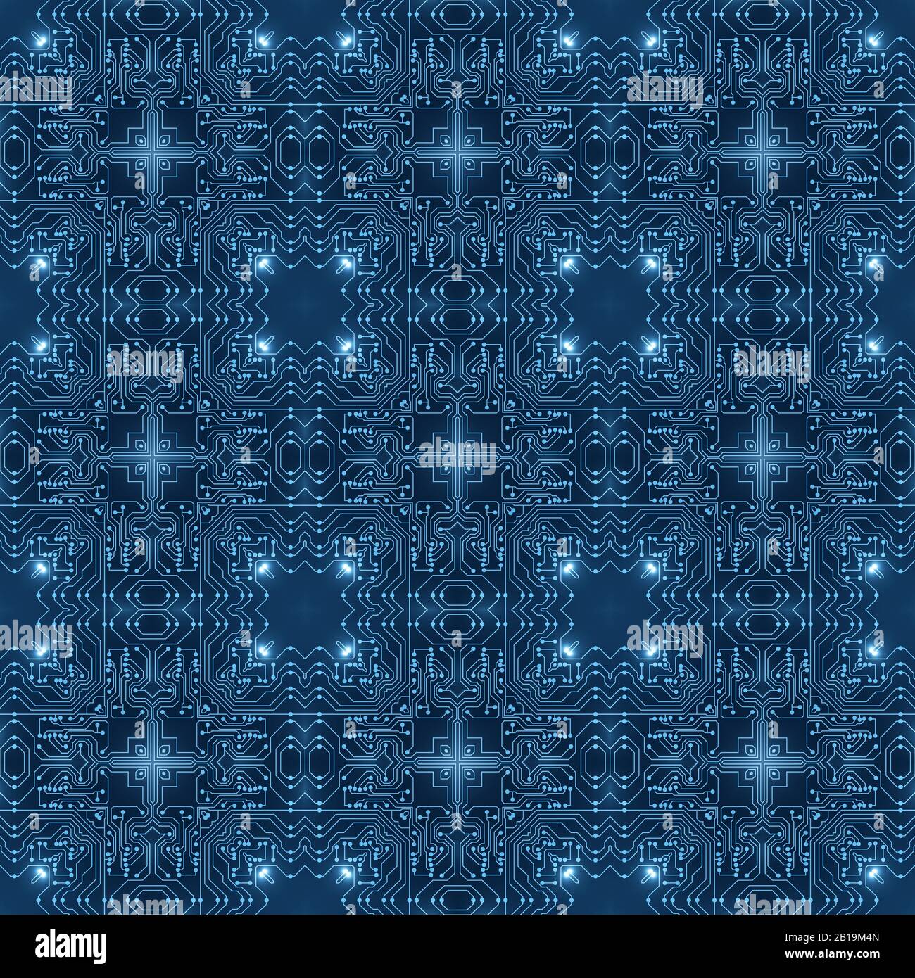 Blue Circuit Board Pattern Digital Seamless Background. Abstract ...