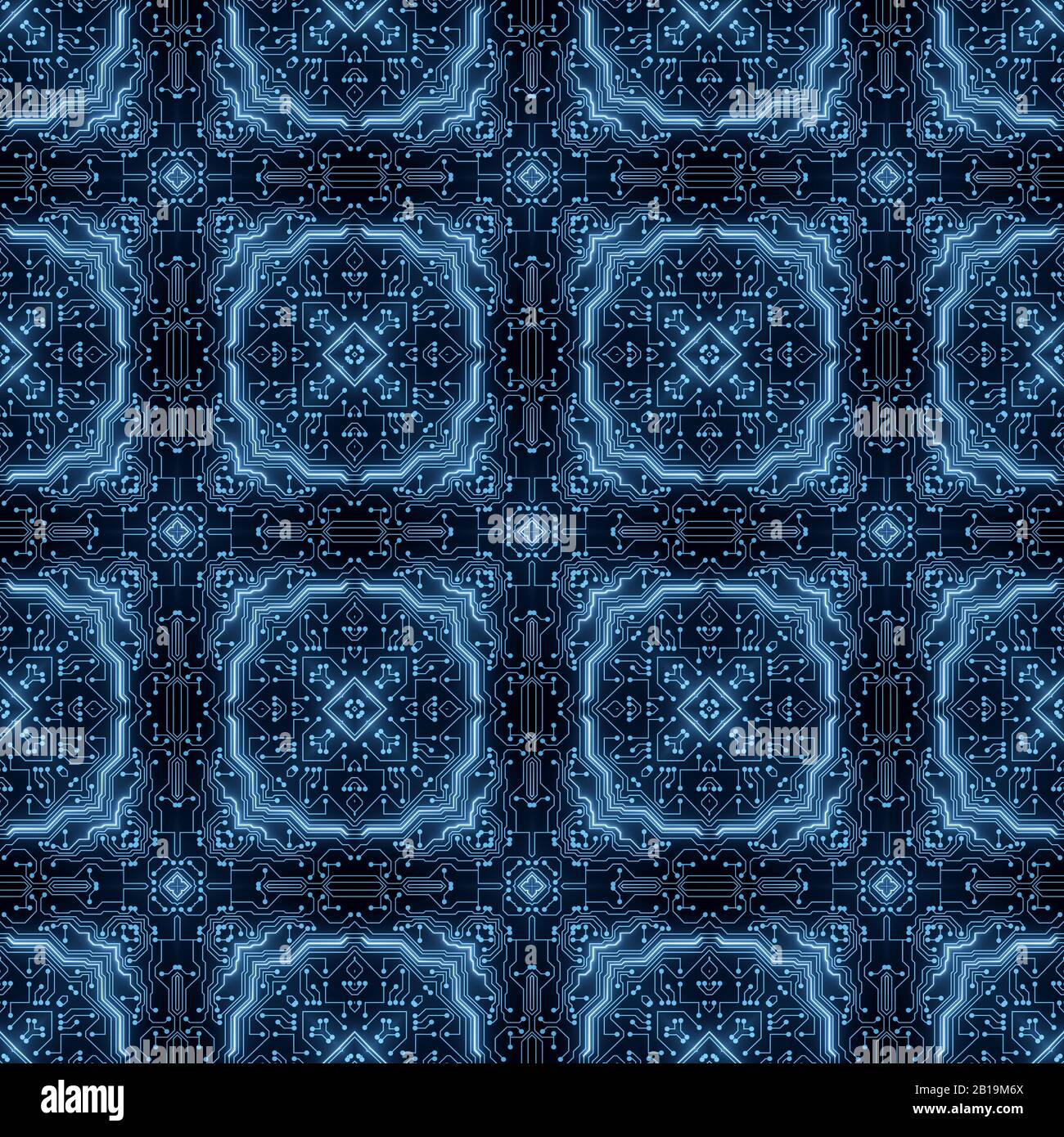 Blue Circuit Board Pattern Digital Seamless Background. Abstract ...