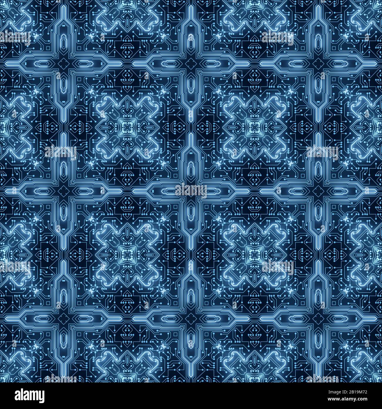 Blue Circuit Board Pattern Digital Seamless Background. Abstract ...