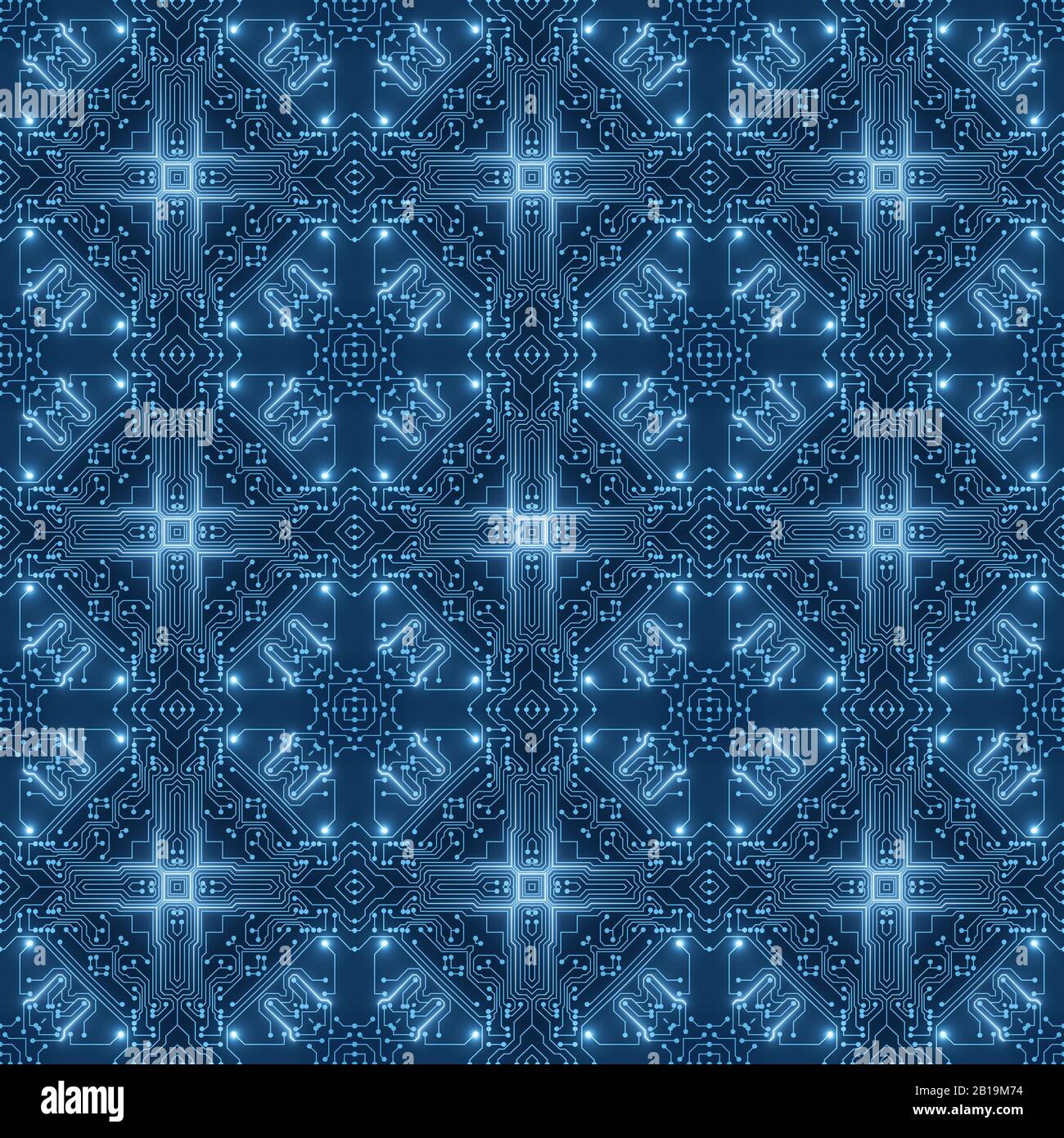 Blue Circuit Board Pattern Digital Seamless Background. Abstract ...