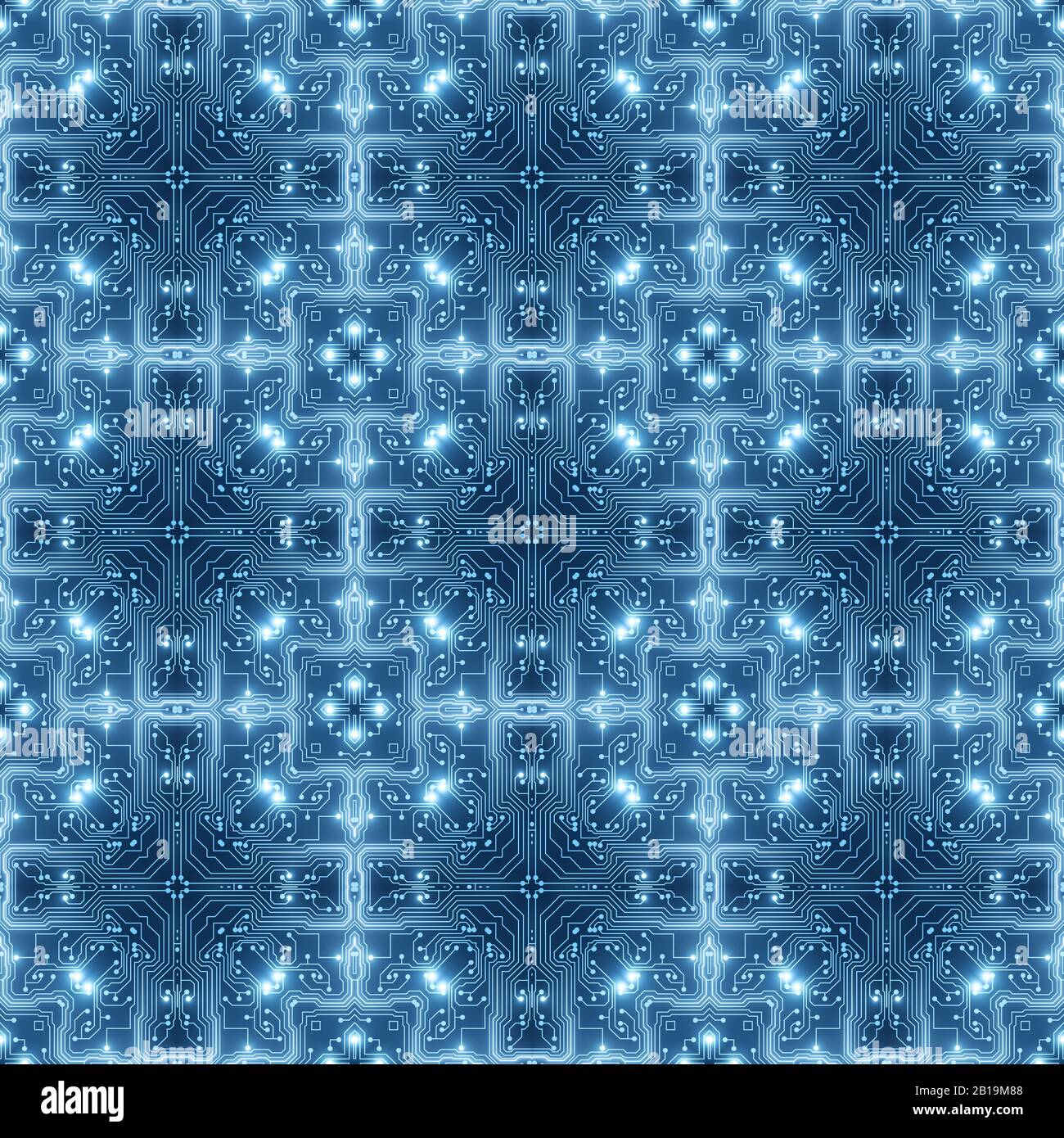 Blue Circuit Board Pattern Digital Seamless Background. Abstract ...