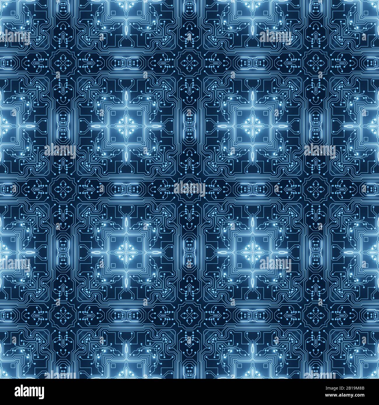 Blue Circuit Board Pattern Digital Seamless Background. Abstract ...
