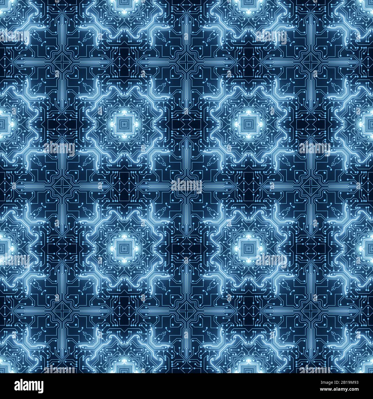 Blue Circuit Board Pattern Digital Seamless Background. Abstract ...