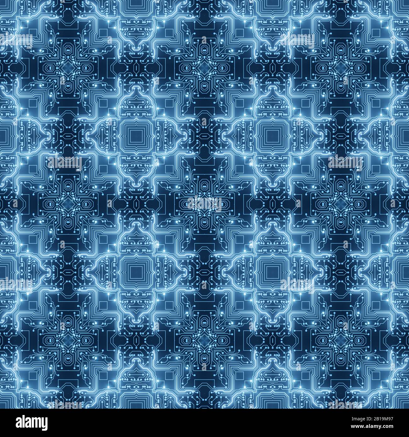 Blue Circuit Board Pattern Digital Seamless Background. Abstract ...