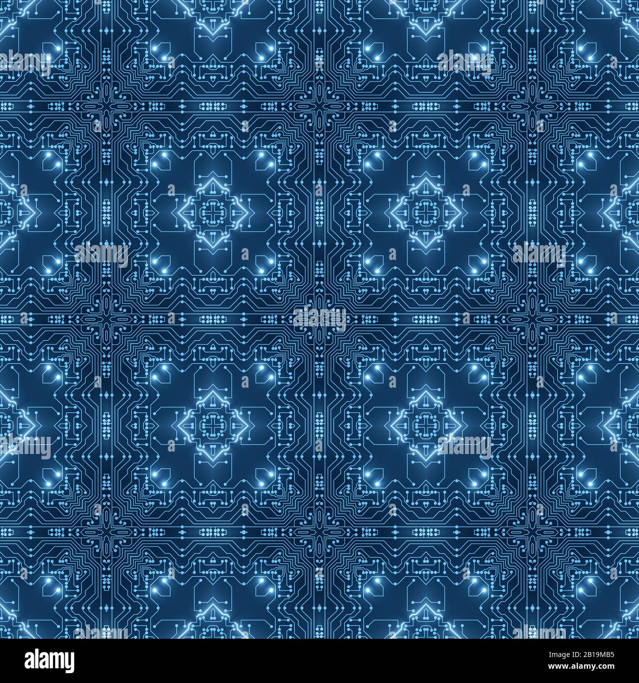 Blue Circuit Board Pattern Digital Seamless Background. Abstract ...