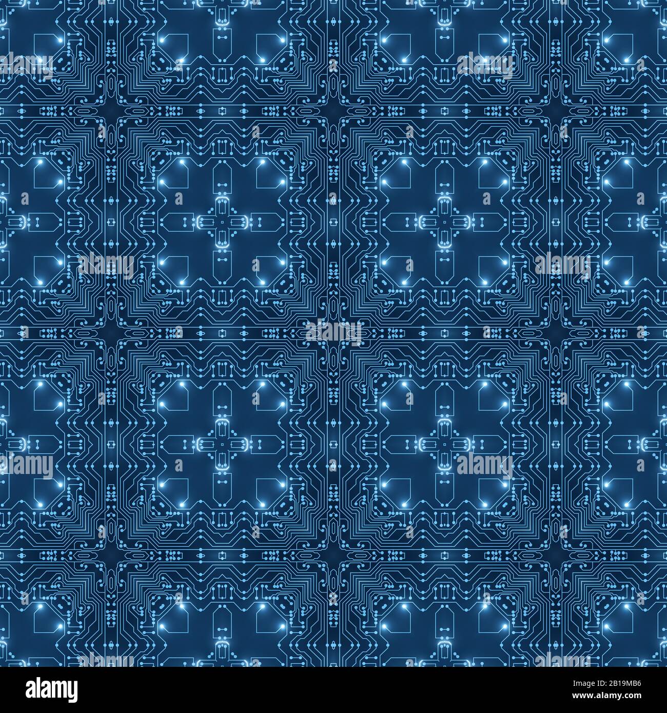 Blue Circuit Board Pattern Digital Seamless Background. Abstract ...