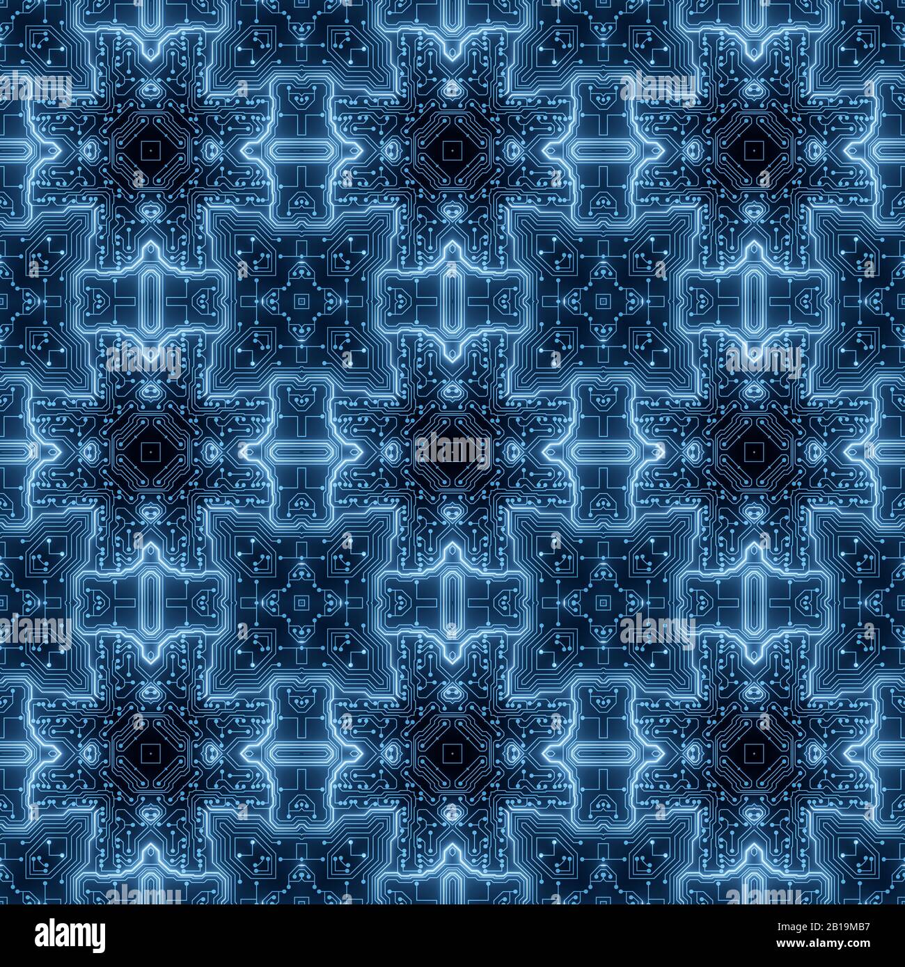 Blue Circuit Board Pattern Digital Seamless Background. Abstract ...