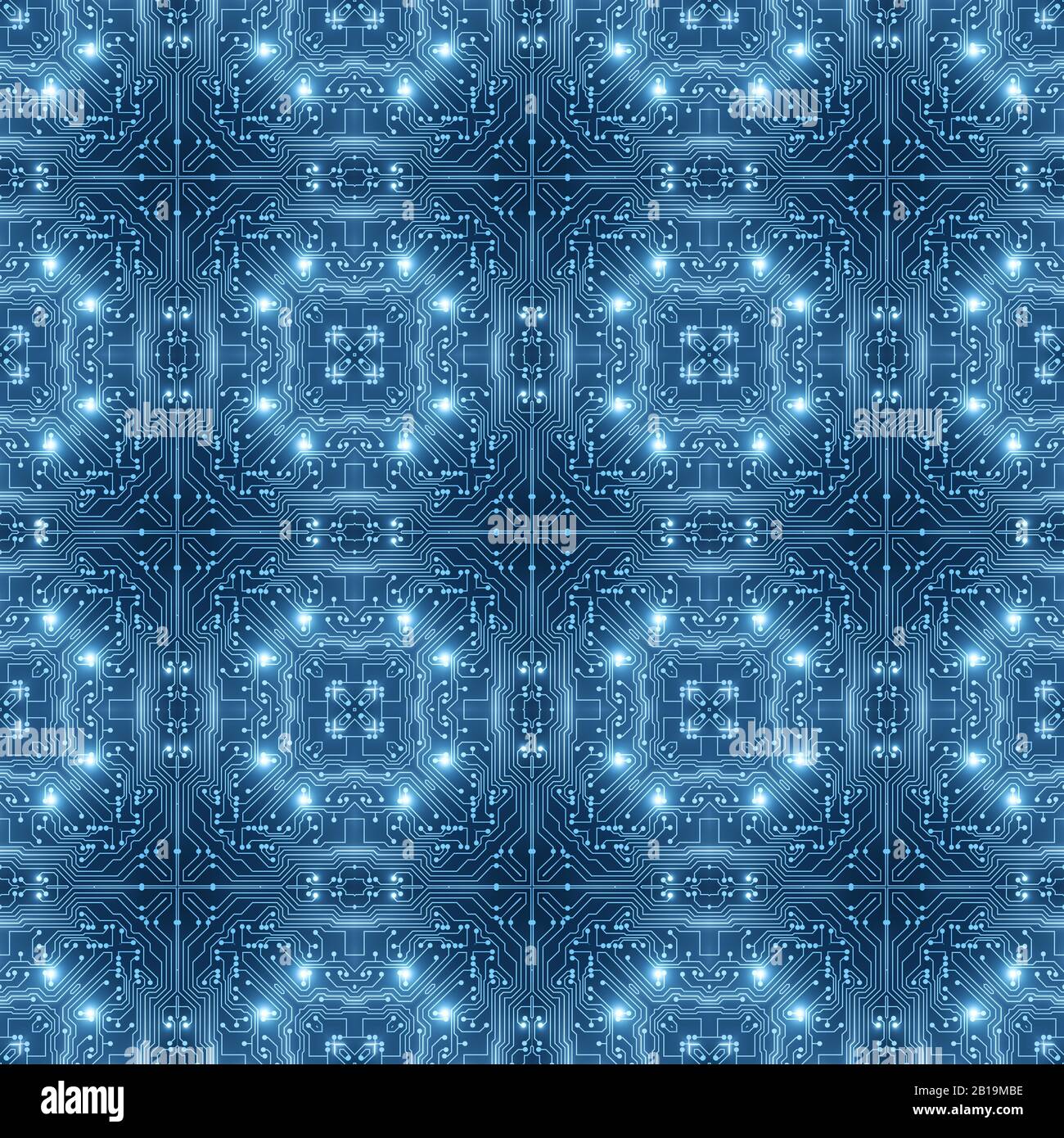 Blue Circuit Board Pattern Digital Seamless Background. Abstract ...