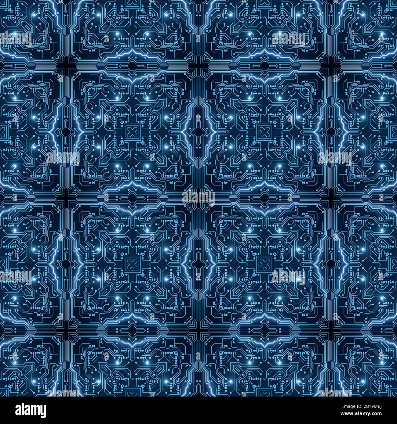 Blue Circuit Board Pattern Digital Seamless Background. Abstract ...