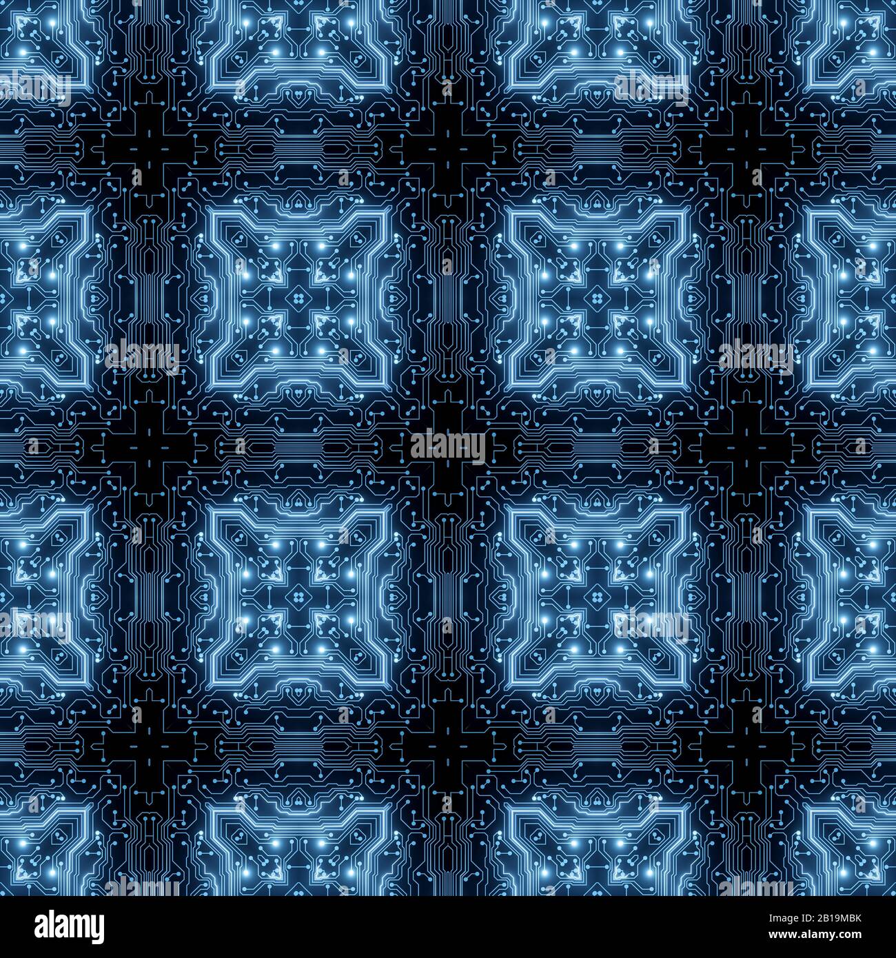 Blue Circuit Board Pattern Digital Seamless Background. Abstract ...
