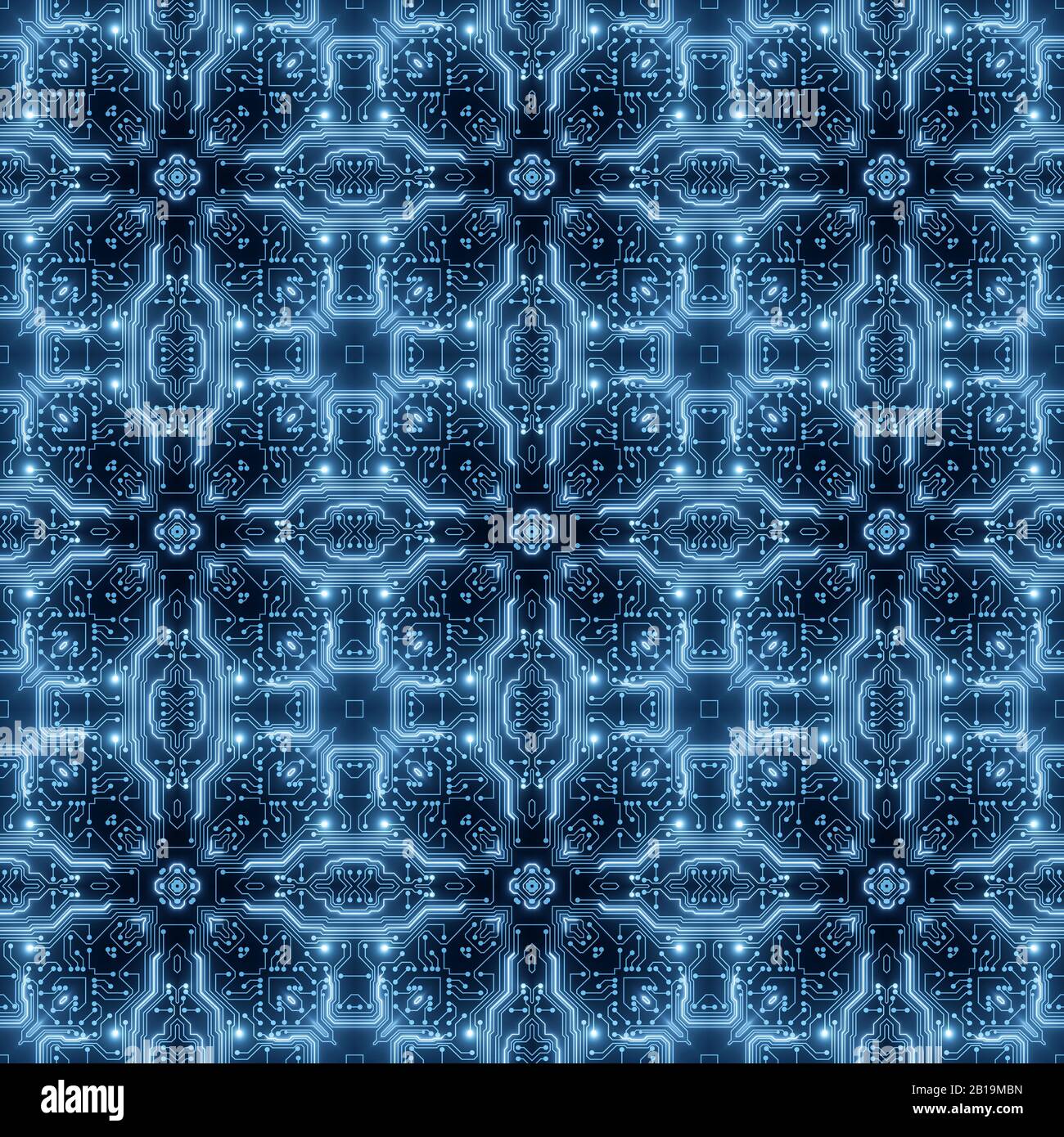 Blue Circuit Board Pattern Digital Seamless Background. Abstract ...