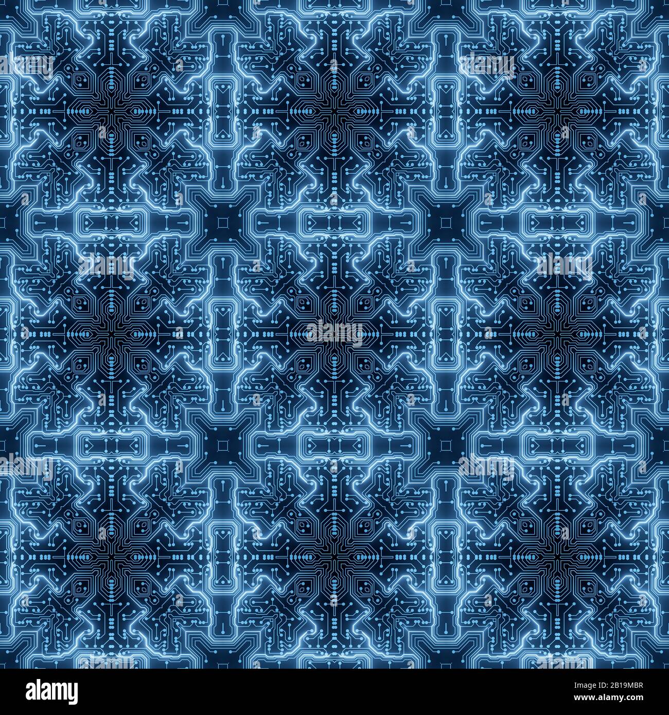 Blue Circuit Board Pattern Digital Seamless Background. Abstract ...