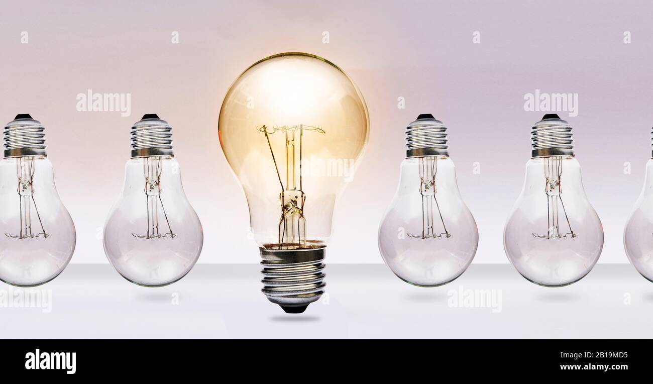Light bulb on white background, idea concept with copy space Stock ...
