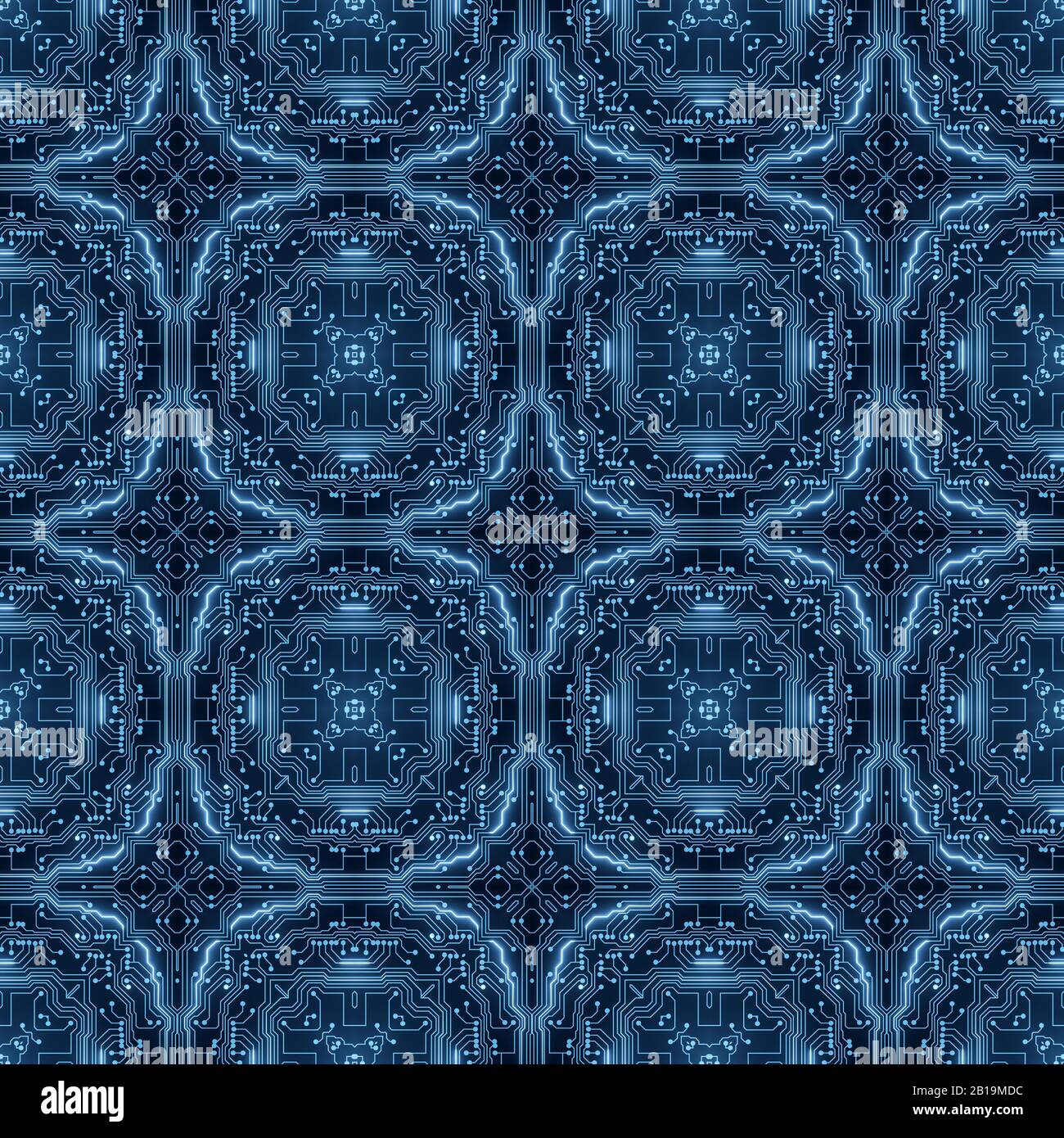 Blue Circuit Board Pattern Digital Seamless Background. Abstract ...