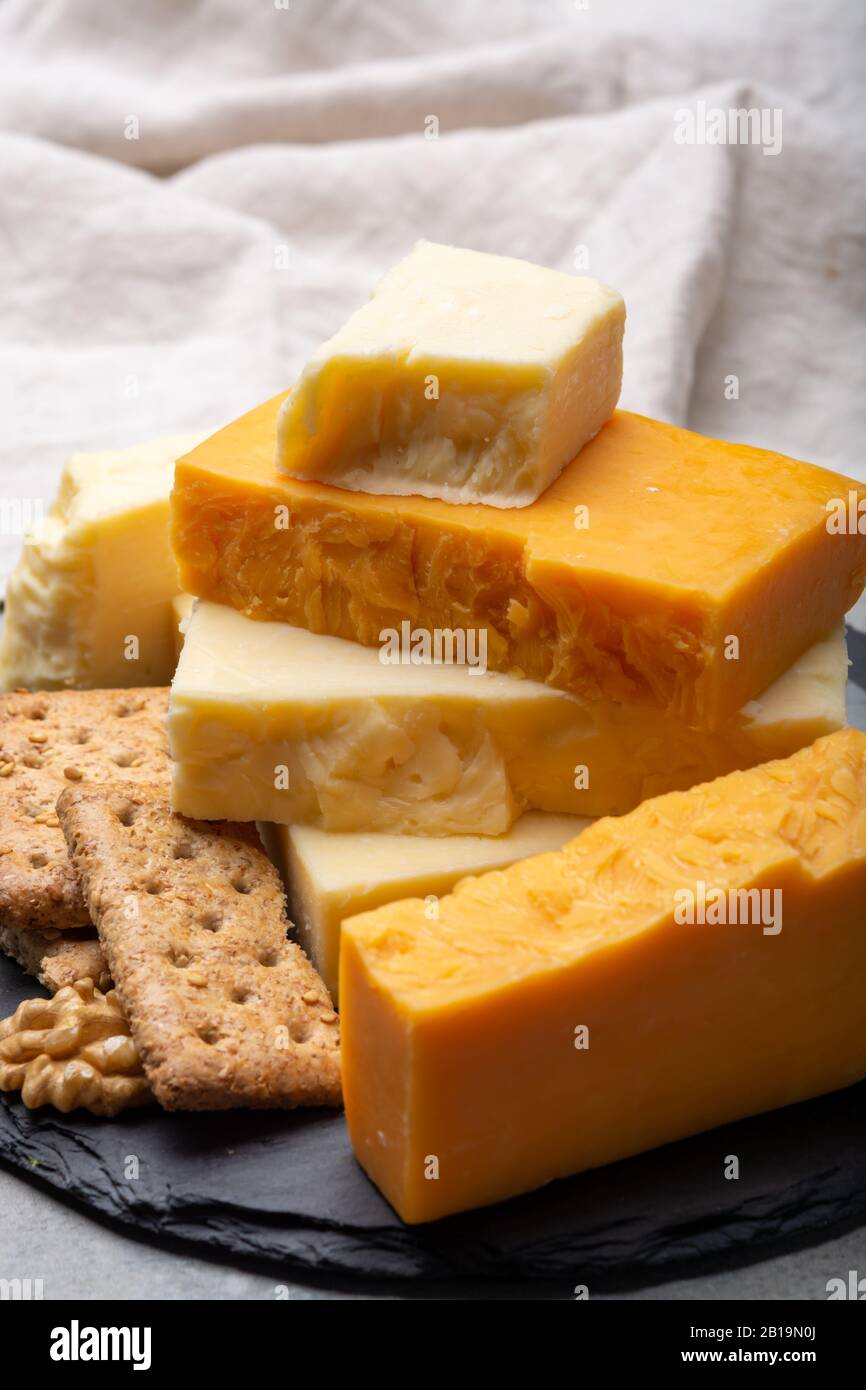 Cheese collection, matured and orange original British cheddar cheese ...