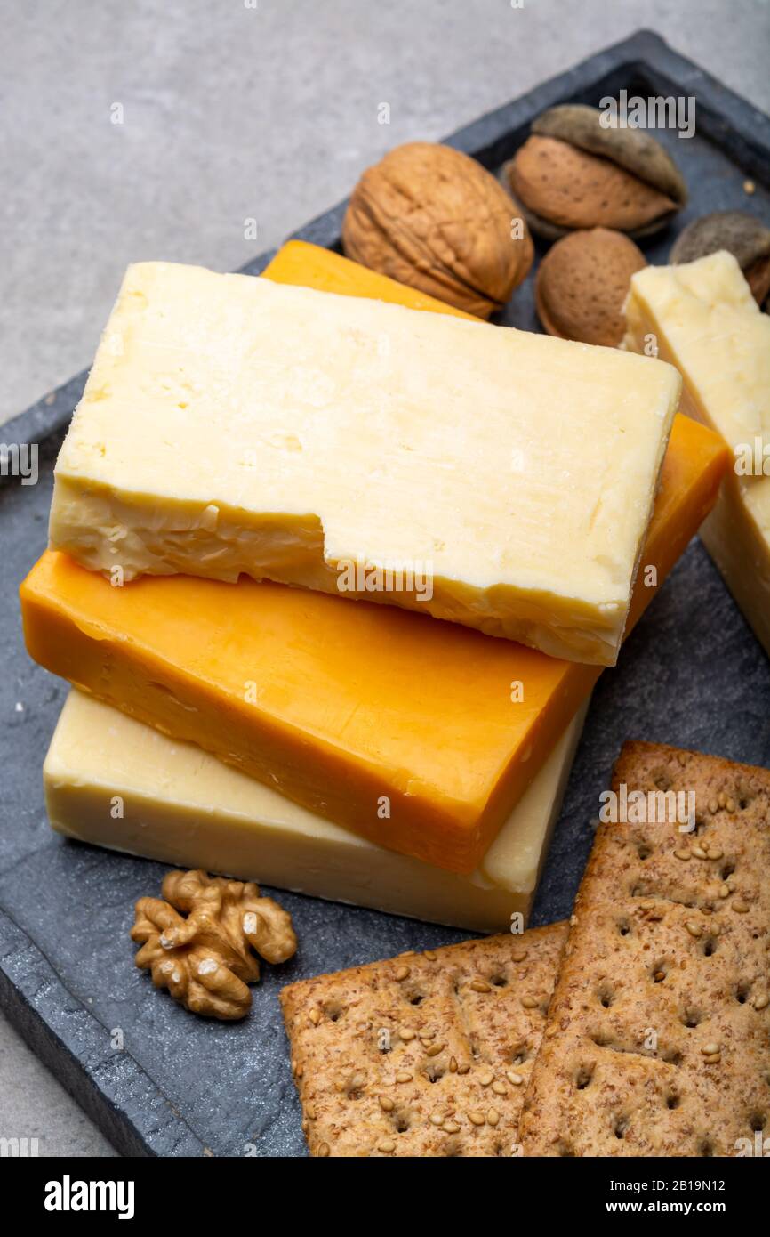 Cheese collection, matured and orange original British cheddar cheese ...