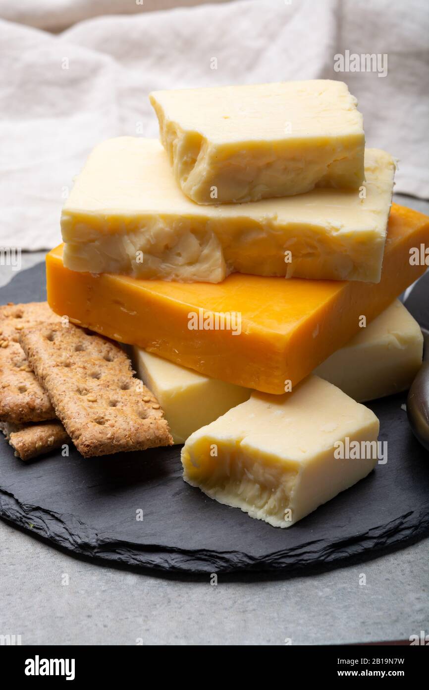 Cheese collection, matured and orange original British cheddar cheese ...