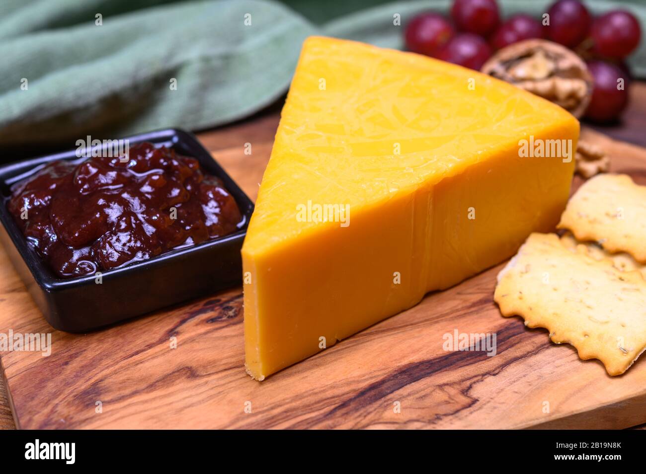 Cheese collection, yellow matured cheddar cheese triangle piece from ...