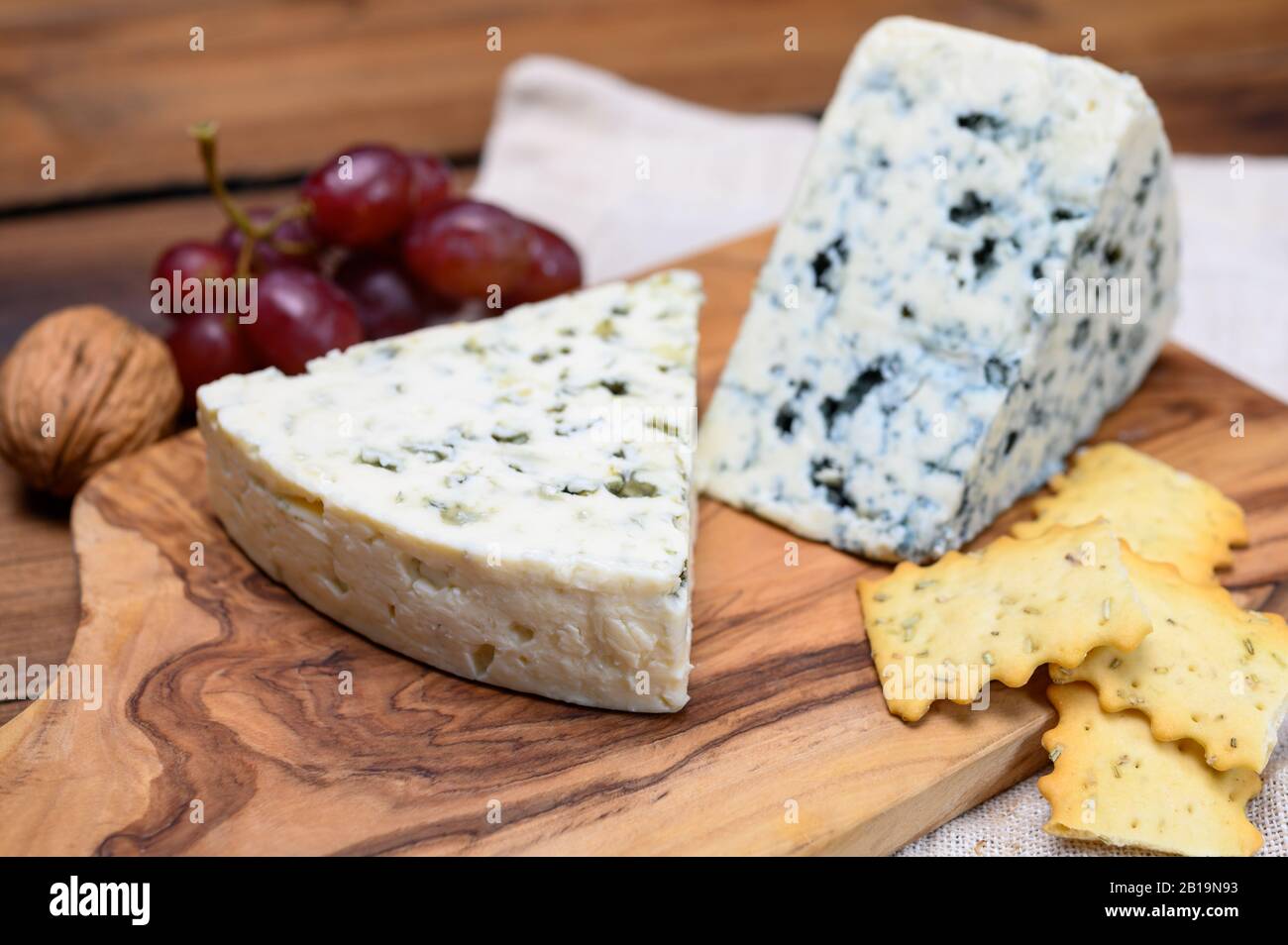 Cheese collection, strong Danish blue cheese Danablu with blue mould ...