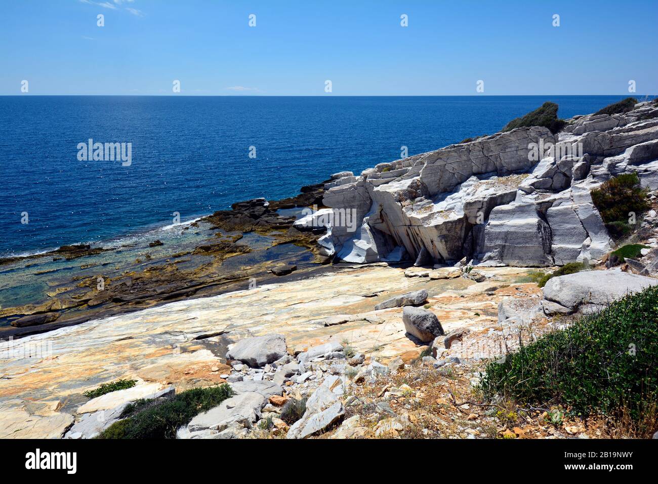 Greece, rocky coast on Thassos Island Stock Photo - Alamy
