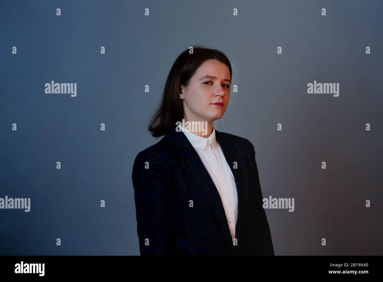 Confident and determined businesswoman positive face expression ...