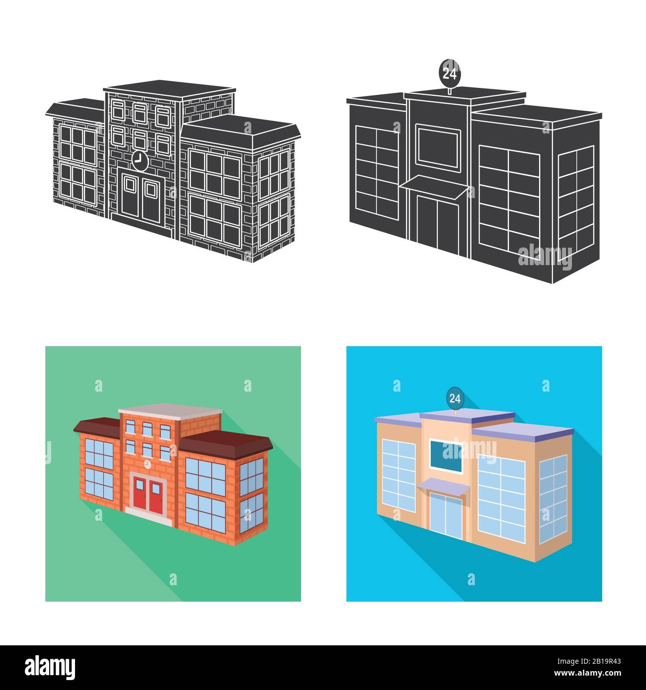 Isolated object of construction and building icon. Collection of ...