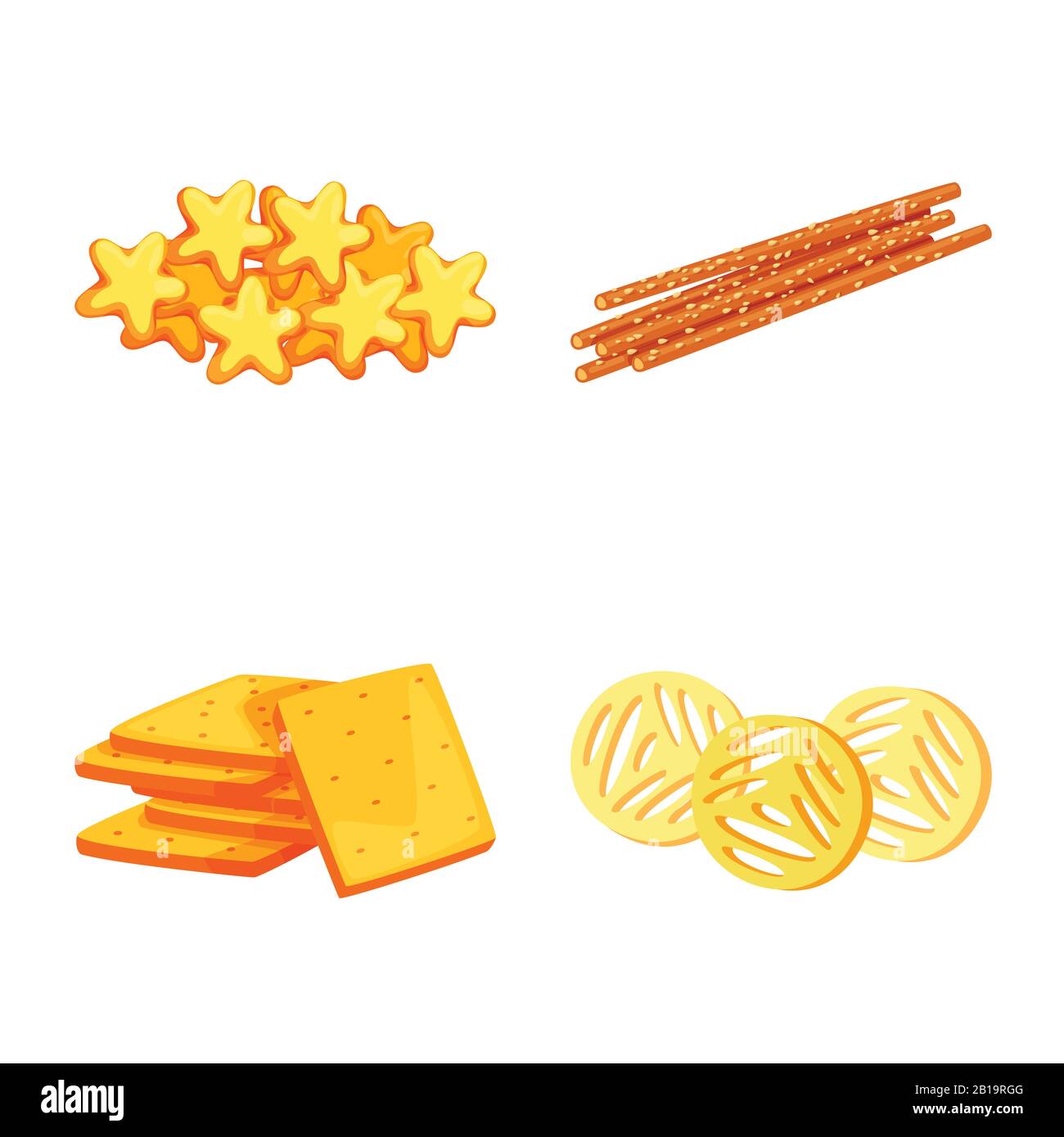 Vector illustration of food and crunchy sign. Collection of food and ...
