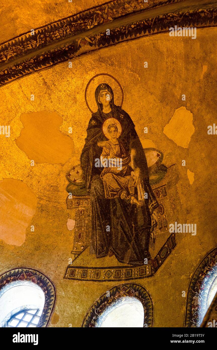 Virgin Theotokos And Child Enthroned
