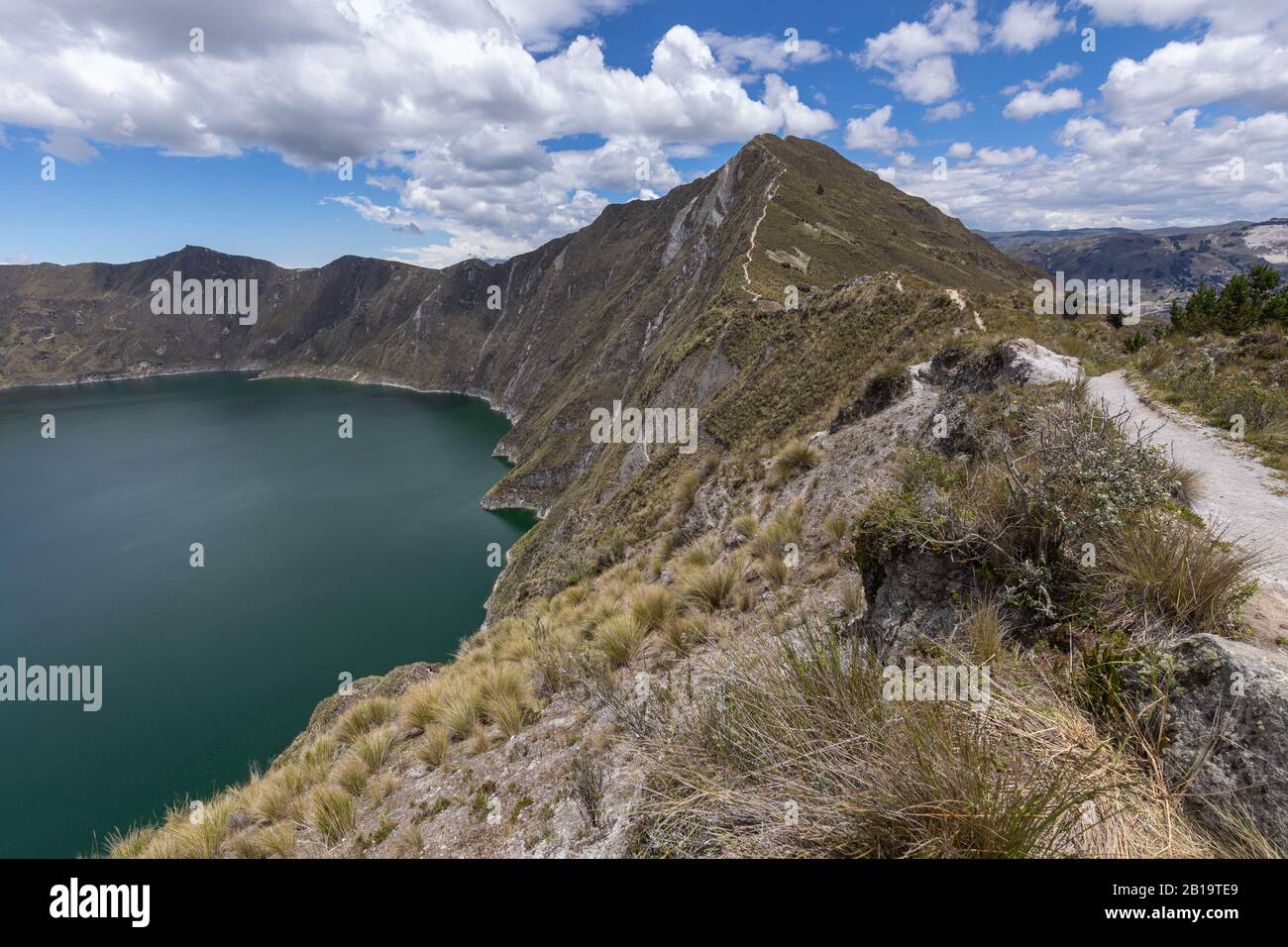 Lake Quilotoa. Panorama of the turquoise volcano crater lagoon of ...