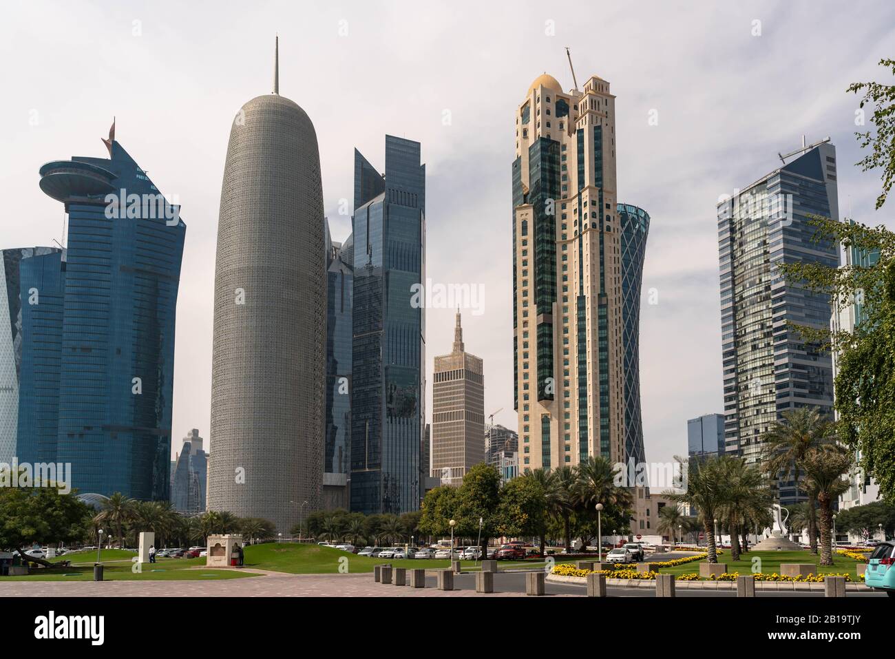 Buildings in the business district of Qatar's capital city, Doha Stock ...