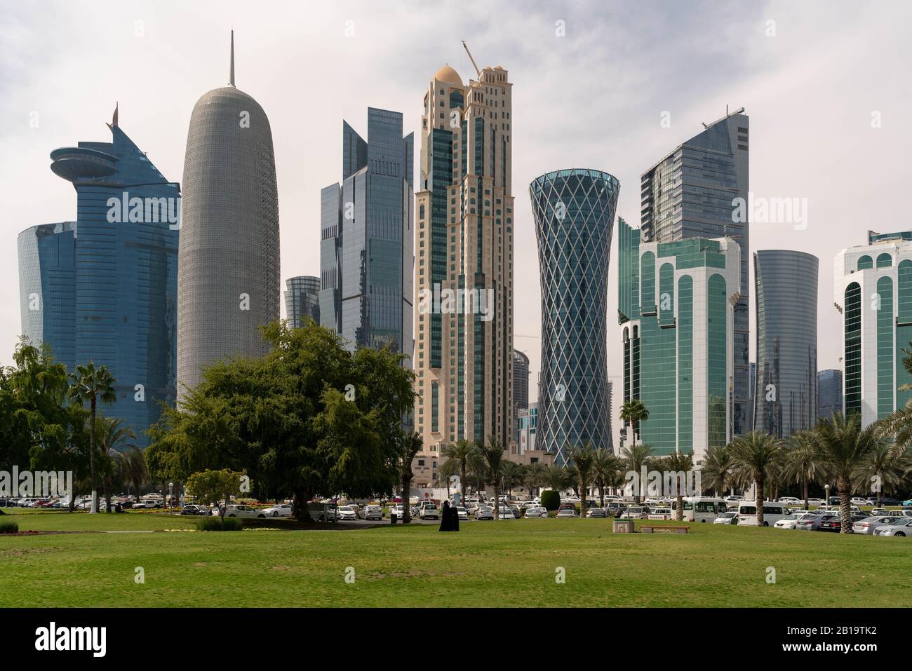 Buildings in the business district of Qatar's capital city, Doha Stock ...