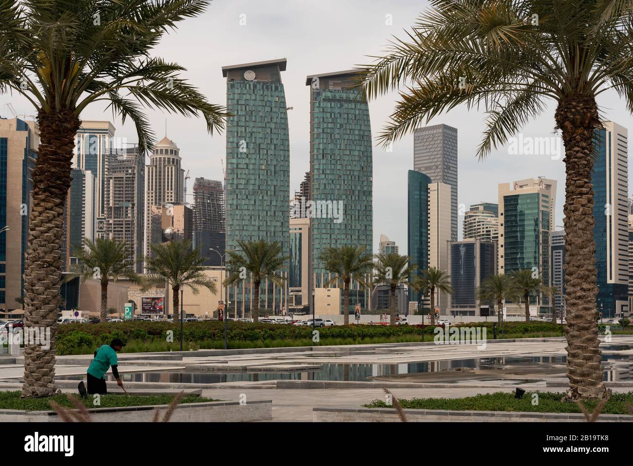 Buildings in the business district of Qatar's capital city, Doha Stock ...